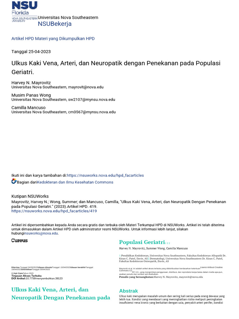 Salinan Terjemahan Venous Arterial and Neuropathic Leg Ulcers With ...
