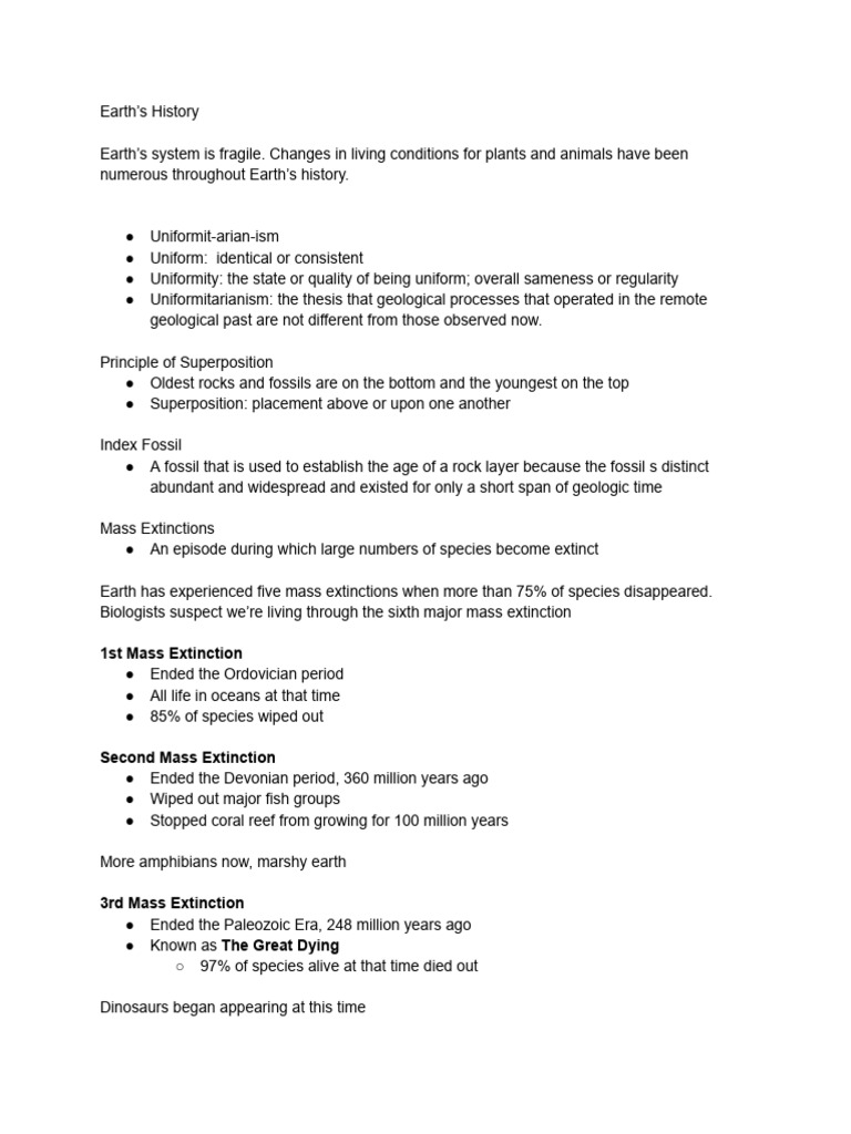 Earths History Notes | PDF