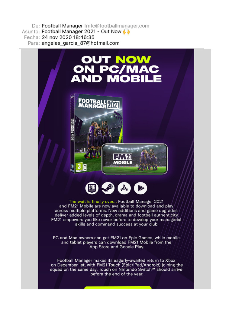 Football Manager 2021 - Out Now ? | PDF