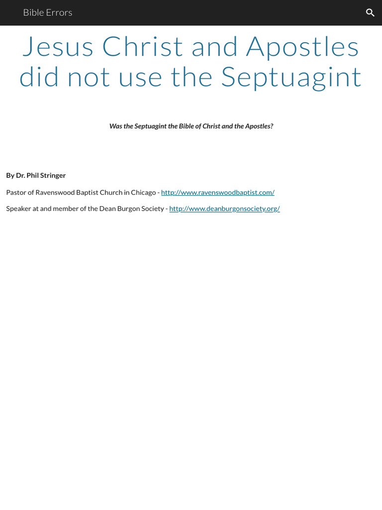 Bible Errors - Jesus Christ and Apostles Did Not U | PDF | Septuagint ...