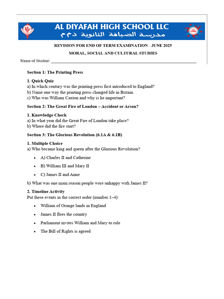Year 7 History Worksheet 1 | PDF