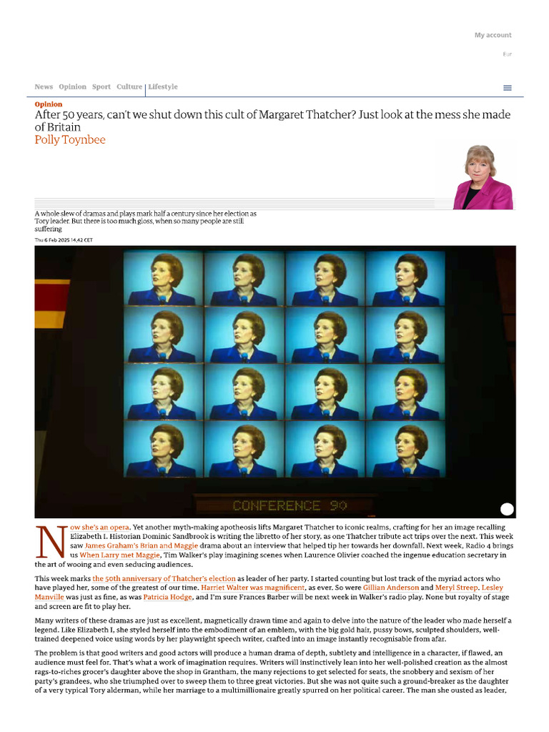 After 50 Years, Can't We Shut Down This Cult of Margaret Thatcher | PDF