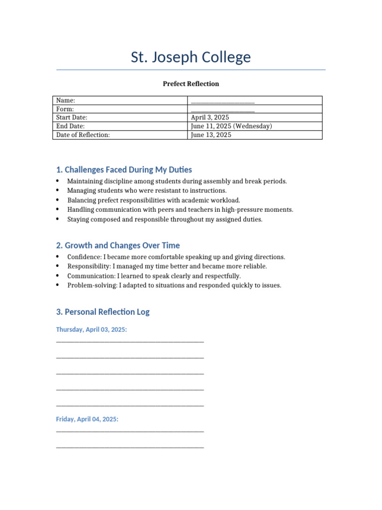 Prefect Reflection Final | PDF