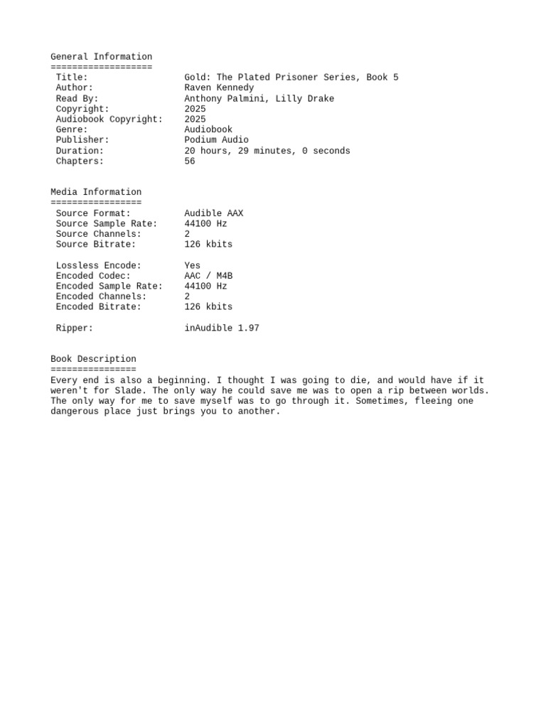 Gold The Plated Prisoner Series, Book 5.nfo | PDF