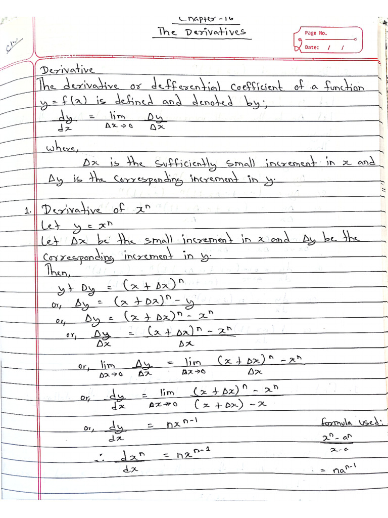 Class 11 Derivative Ex-16.1 | PDF