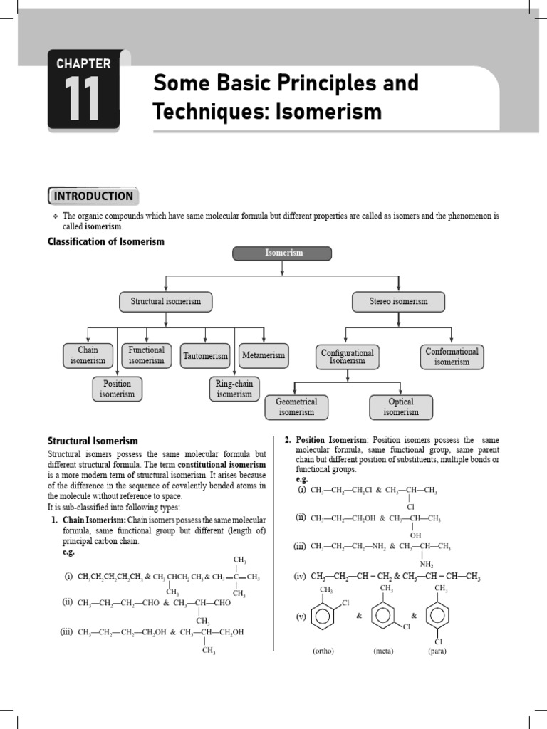 CH - 11 Some Basic Principles and Techniques Isomerism | PDF | Isomer | Organic Chemistry