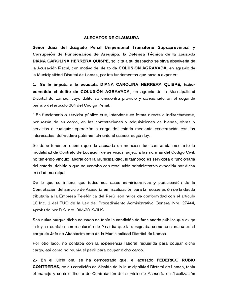 Alegatos de Clausura Leonel. | PDF | Alcalde | Gobierno