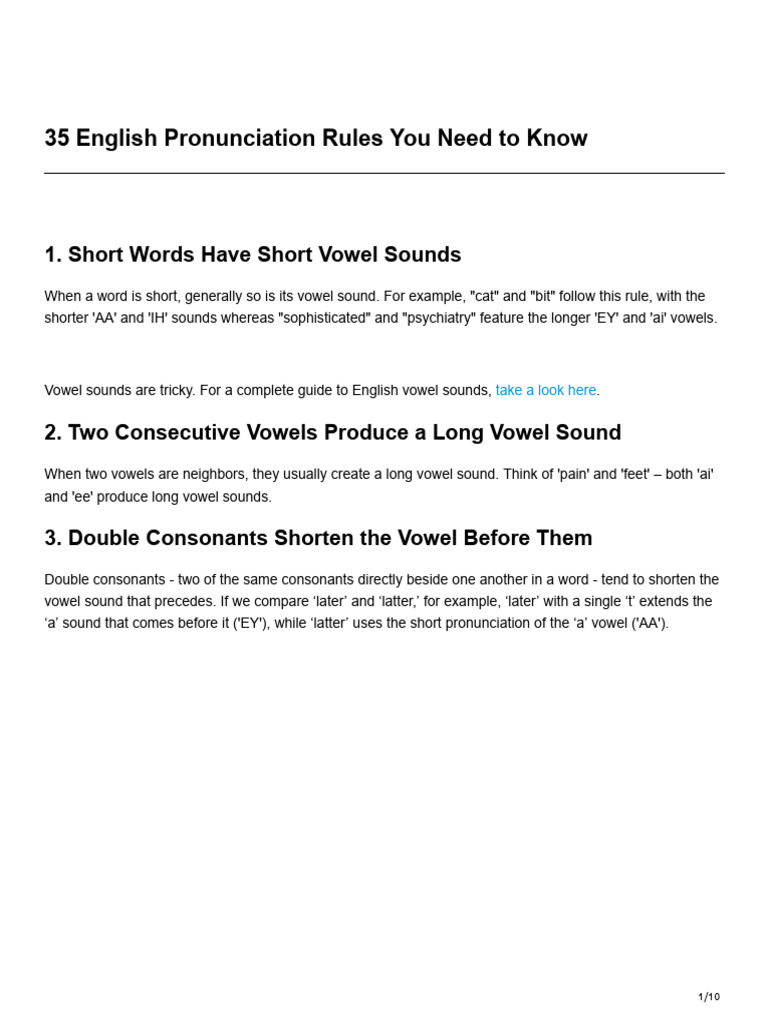 Essential English Pronunciation Rules | PDF | English Language | Stress ...