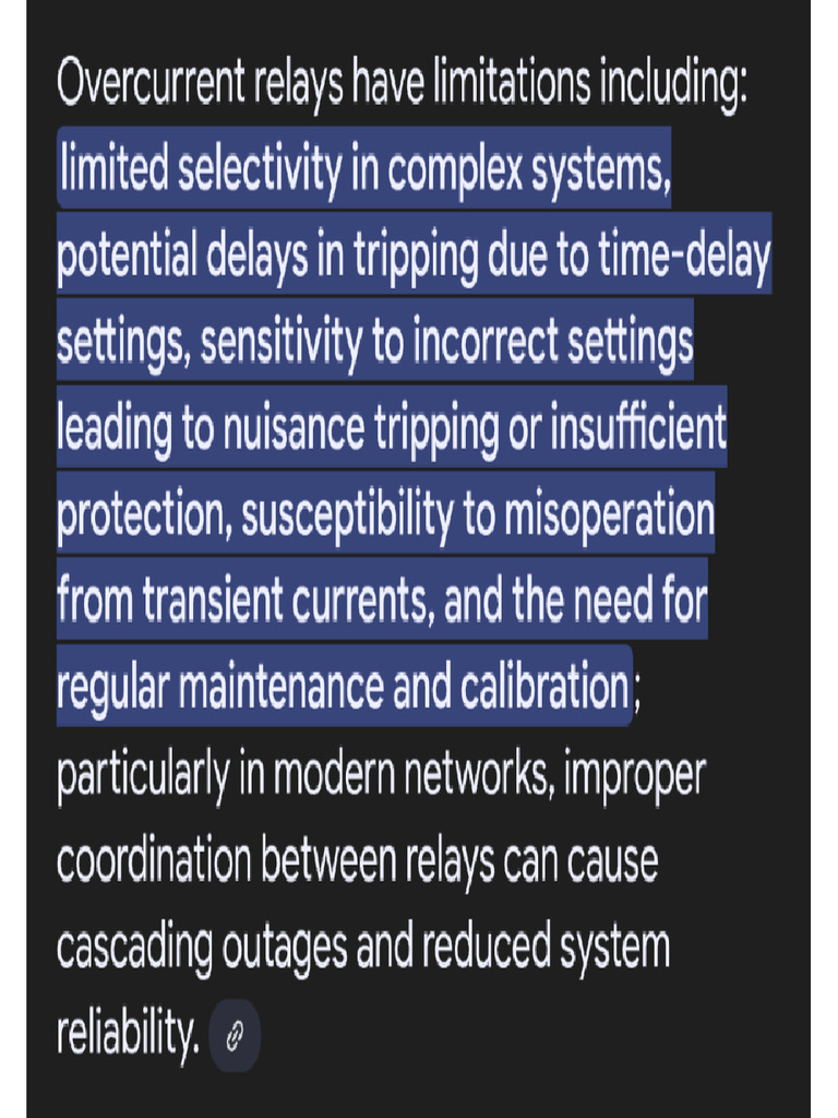 Overcurrent Relays Limitations in Modern Power Systems and Solutions | PDF