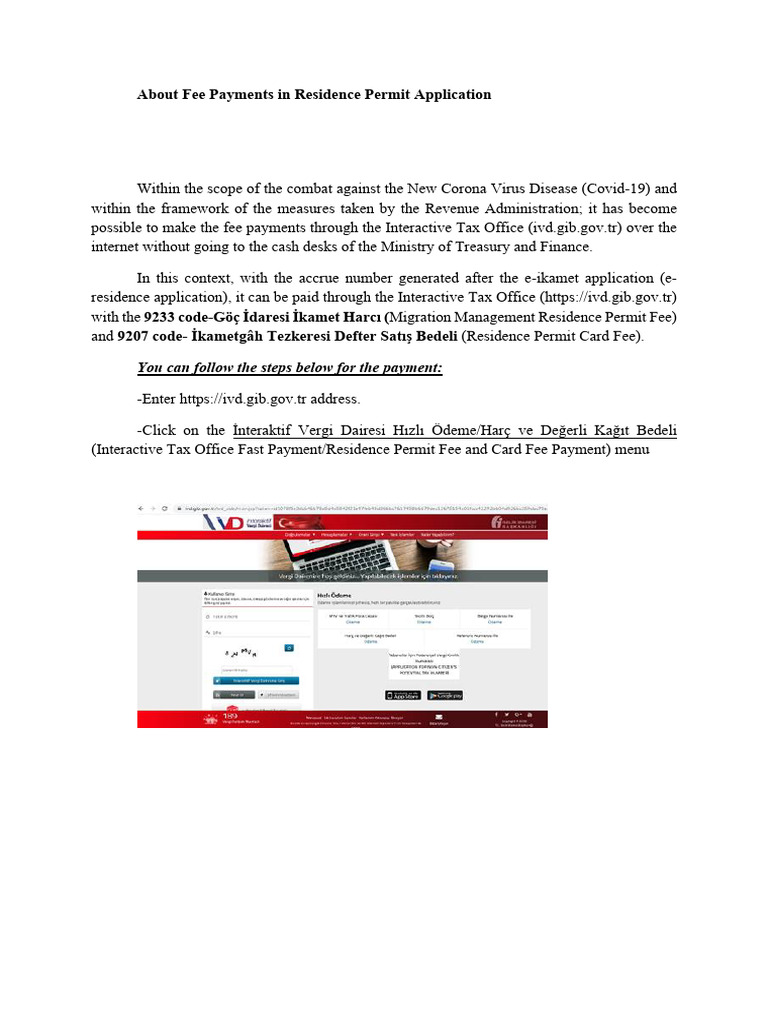 Online Payment for Residence Permit Fees | PDF