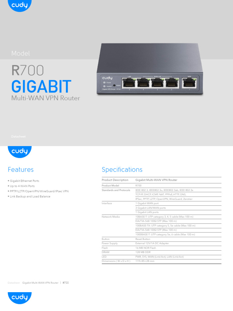 R700 V1.0 Datasheet | PDF | I Pv6 | Network Layer Protocols