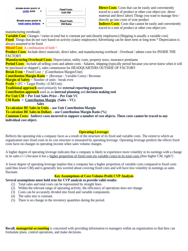 Newman Exam 1 Cheat Sheet | PDF | Profit (Economics) | Cost