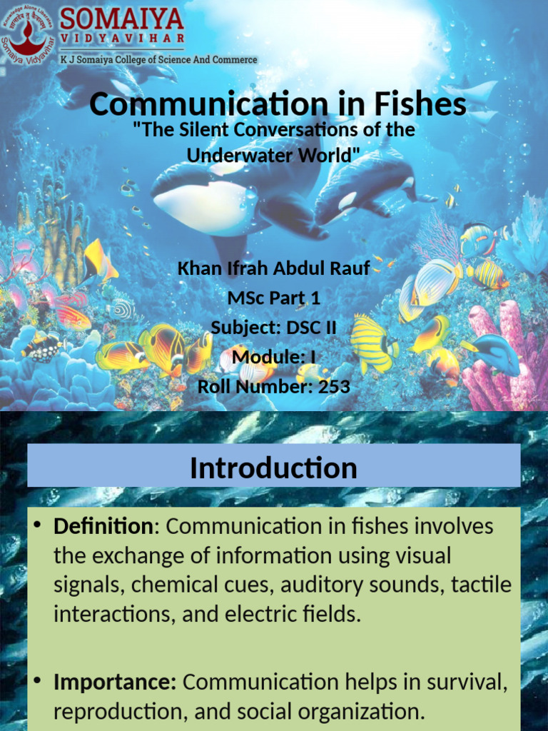 Communication in Fishes (Khan Ifrah) - 1 | PDF | Communication | Fish
