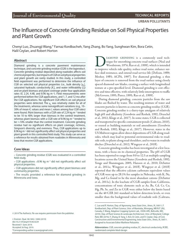 2019 The Influence of Concrete Grinding Residue On Soil Physical ...