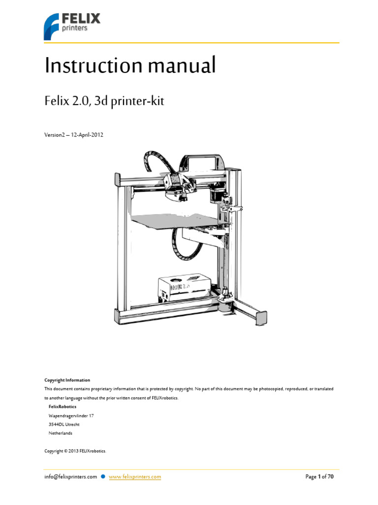 Felix 2.0 3D Printer Assembly Manual | PDF | Screw | Nut (Hardware)