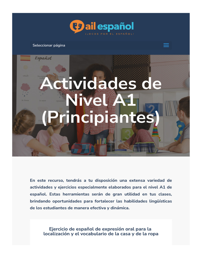 Ejercicios de Español Nivel A1 | PDF | Verbo | Lingüística