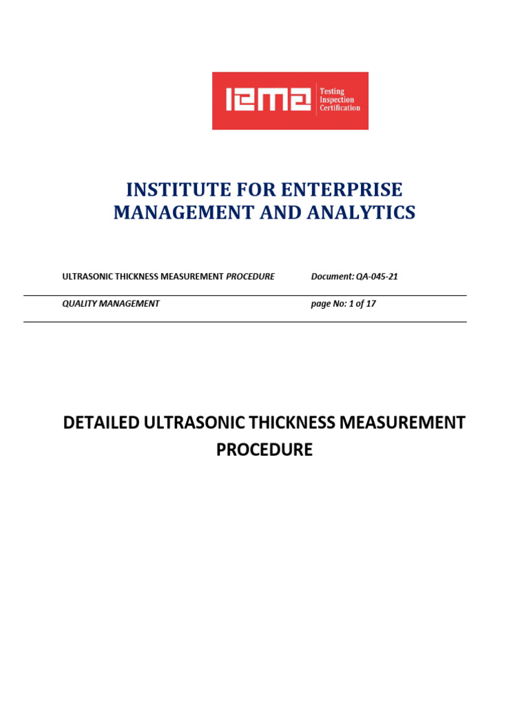 --Ultrasonic Thickness Measurement Procedure | PDF | Nondestructive ...