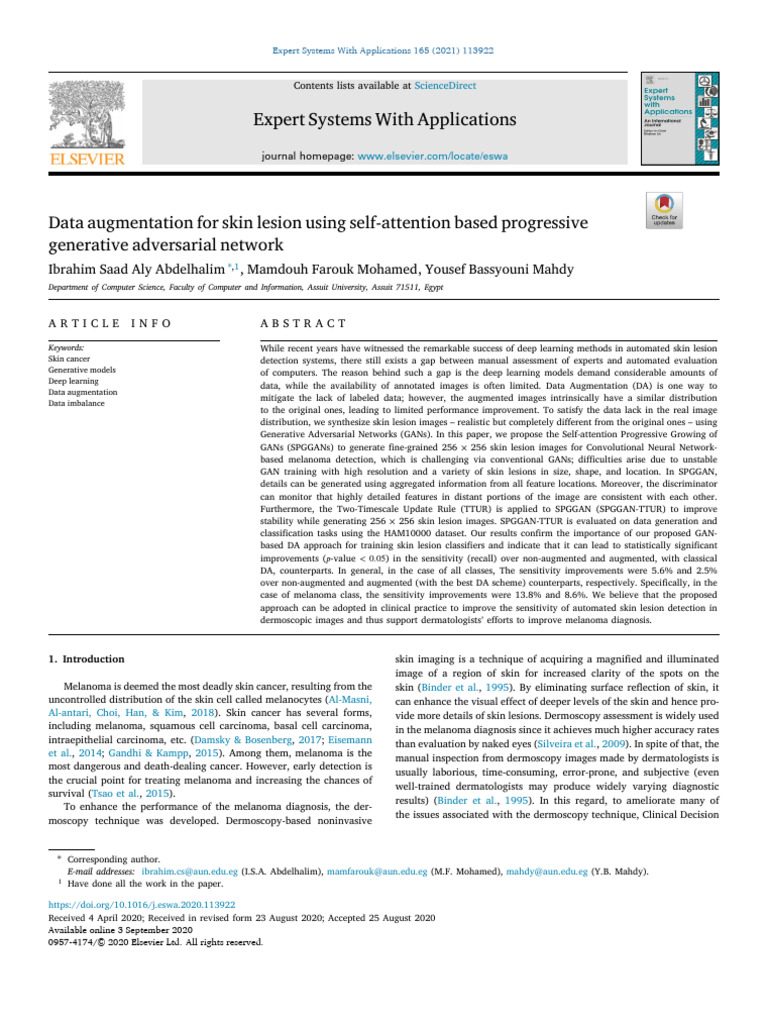 1 Data Augmentation For Skin Lesion Using Self Attention Based