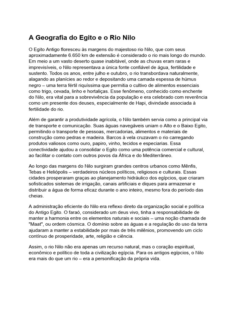 A Geografia Do Egito e o Rio Nilo | PDF