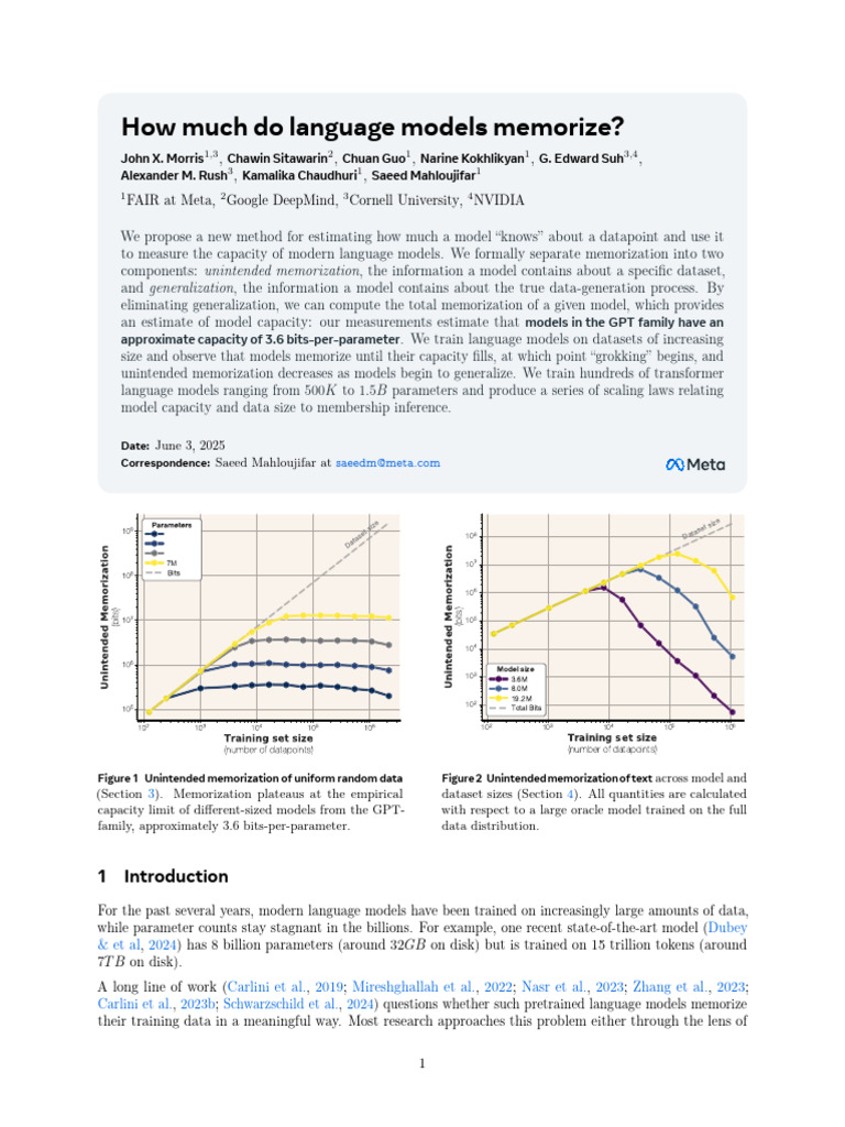 How much do language models memorize? | PDF | Statistical Inference | Information