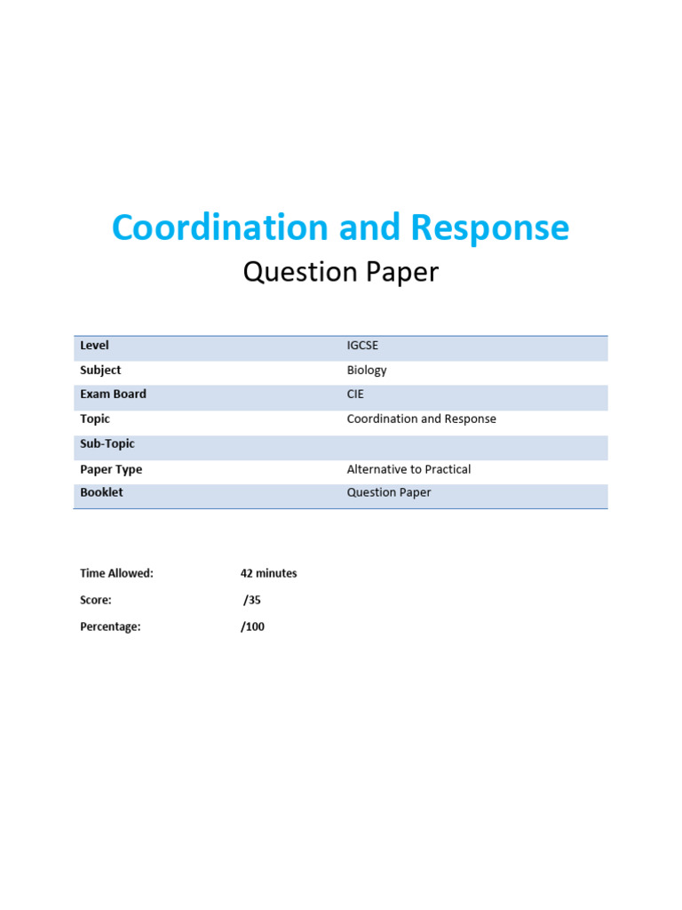 14 Coordination and Response CIE IGCSE Biology Practicals QP | PDF | Seedling | Water