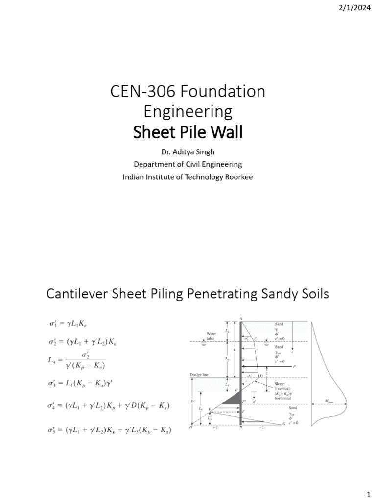 Lecture 8 Sheet Pile | PDF