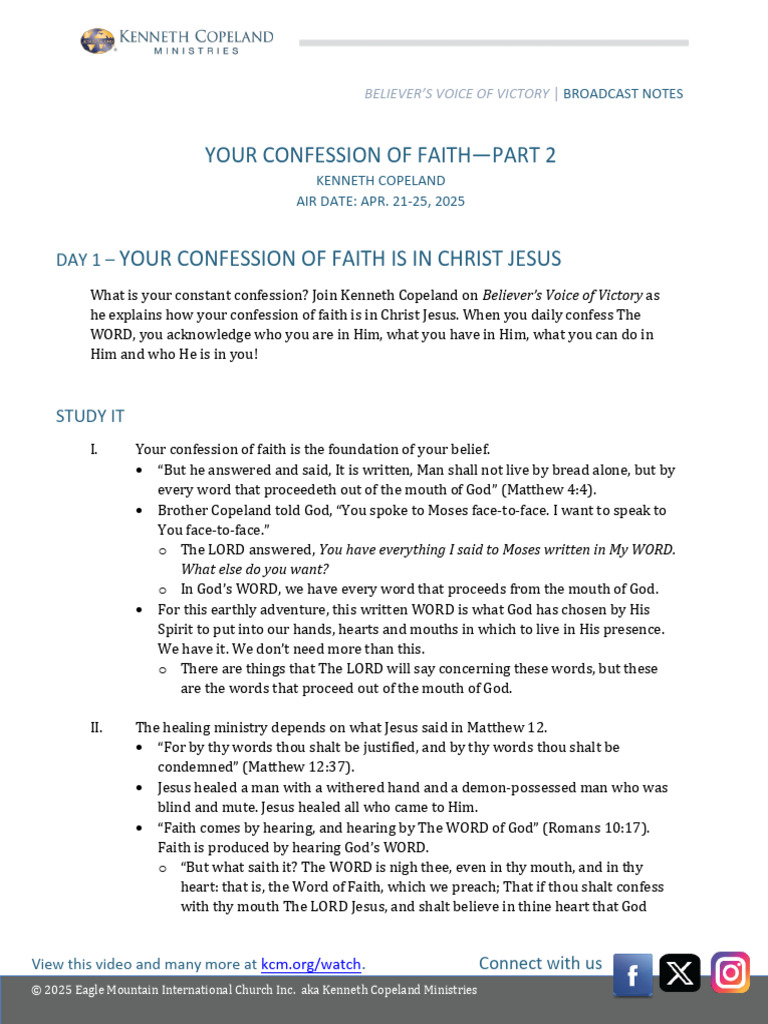 BNT250421 Broadcast Notes Kenneth Copeland-Trk-20250410 | PDF | Jesus ...