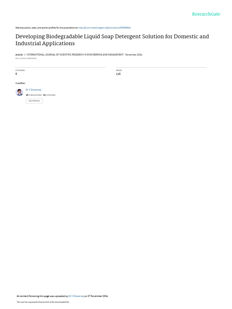 Developing Biodegradable Liquid Soap Detergent Solution For Domestic ...