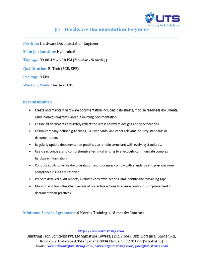 JD - Hardware Documentation Engineer | PDF