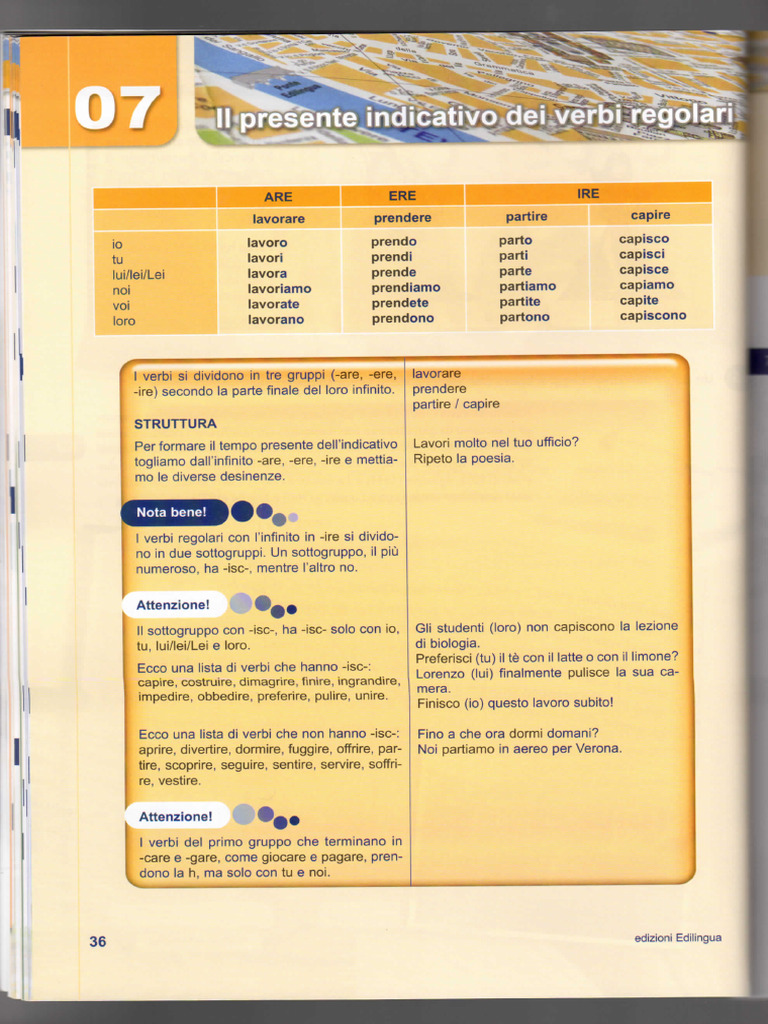 Presente Dei Verbi Regolari | PDF