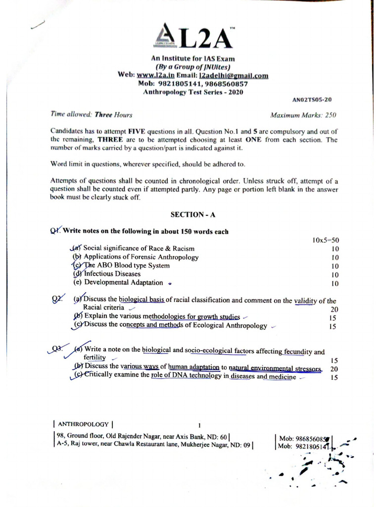 Anthro Paper 1 Sectional3 | PDF