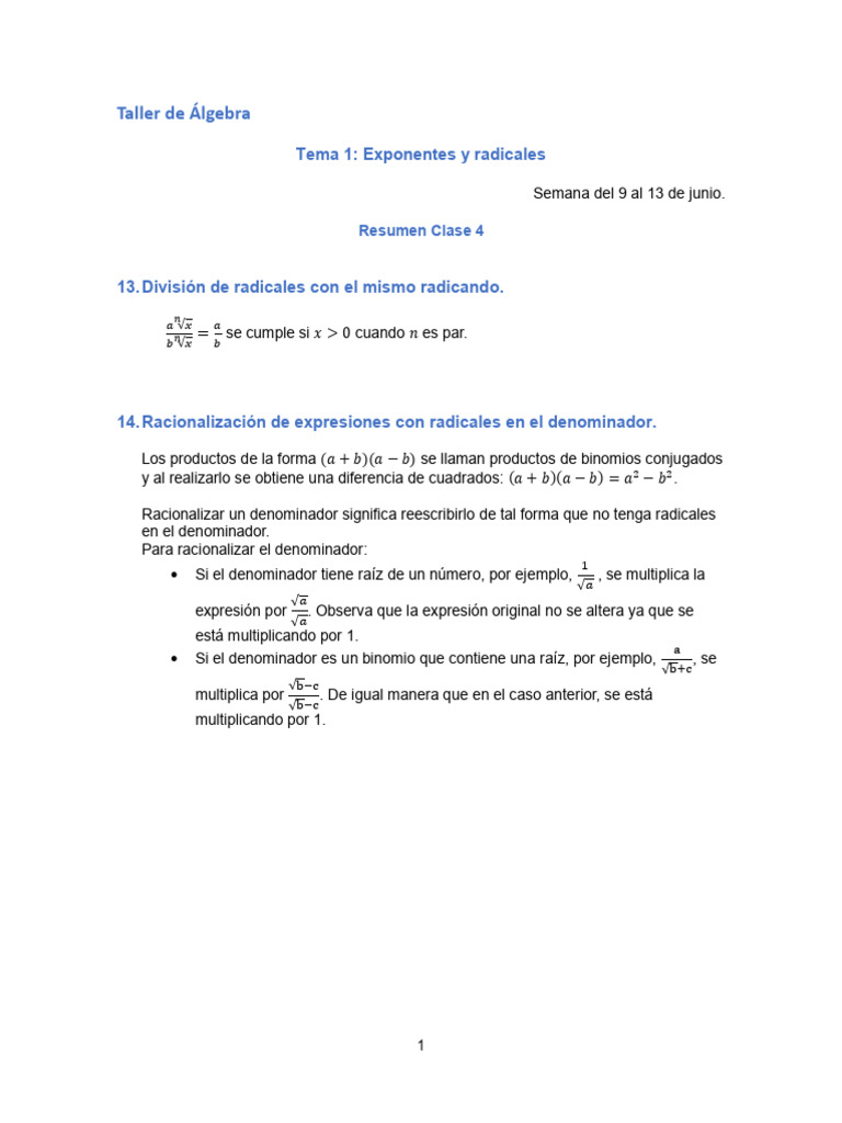 Resumen Algebra | PDF