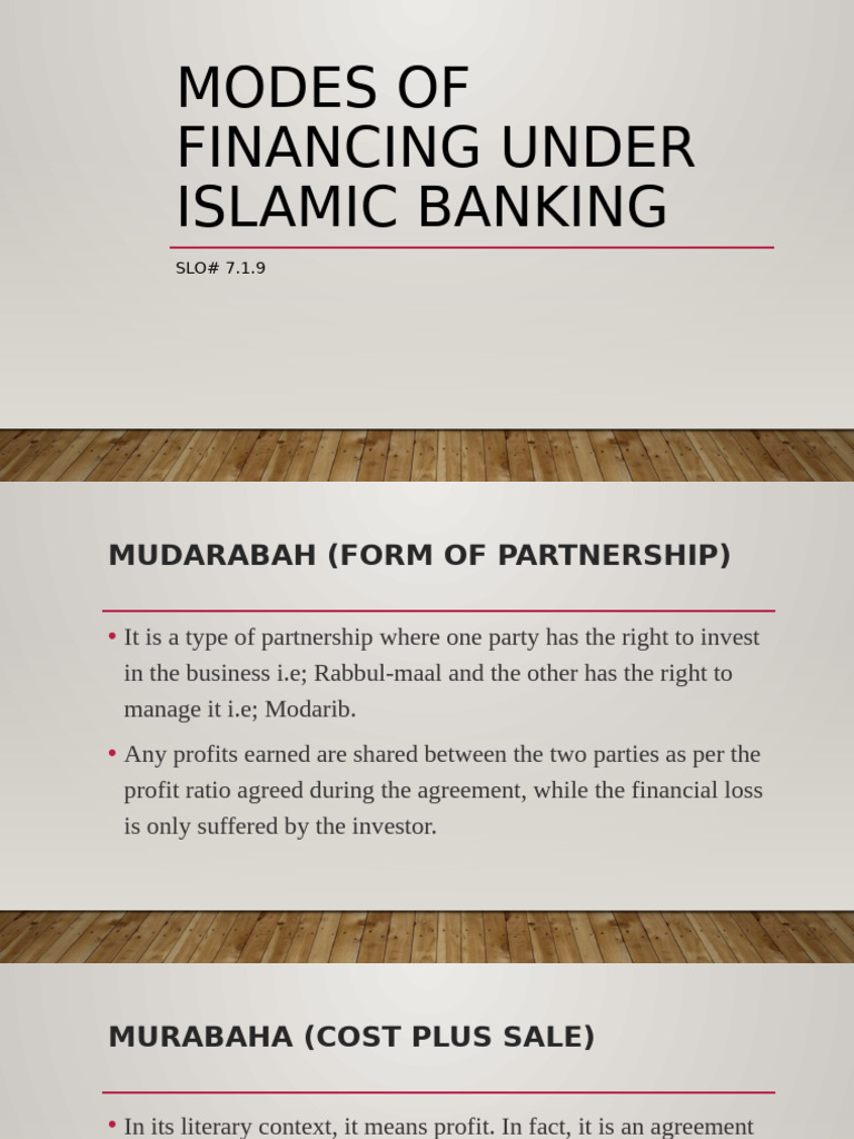 Islamic Banking Financing Modes Explained | PDF | Islamic Banking And ...