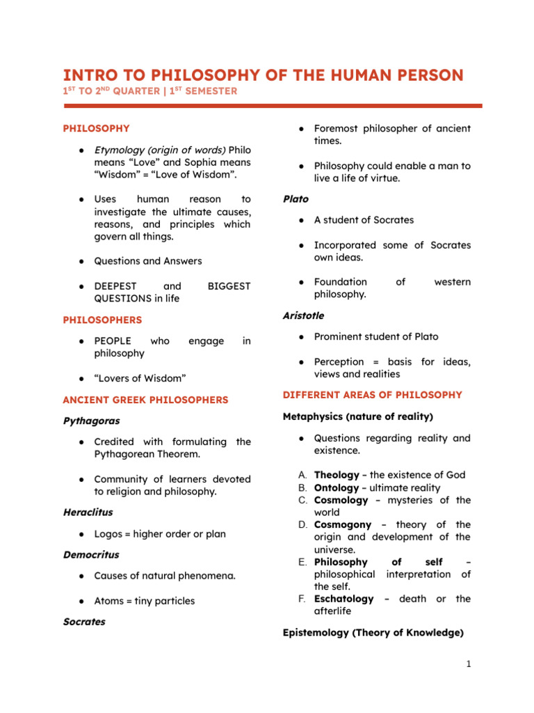 Intro To Philosophy of The Human Person 1 | PDF | Reason | Society