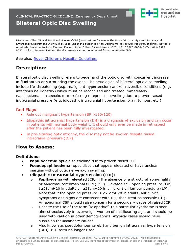 Bilate Disc-Swelling-Clinical-Practice-Guideline | PDF | Neurology ...