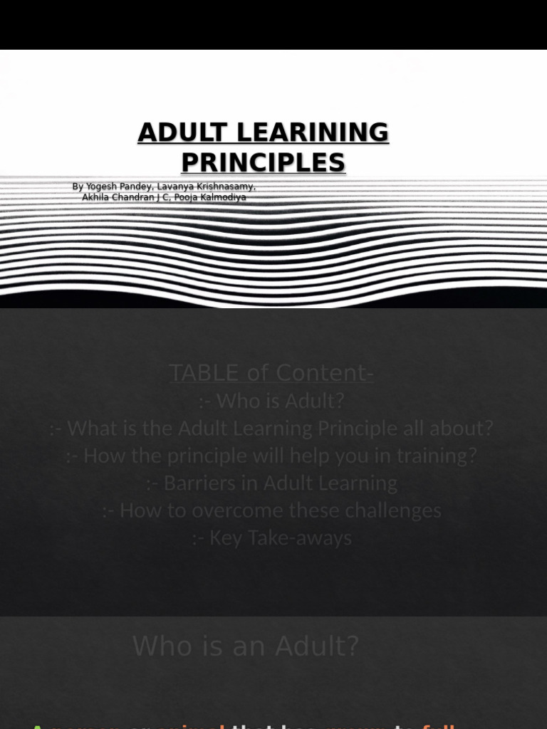 Adult Learining Principles | PDF | Adult Education | Learning