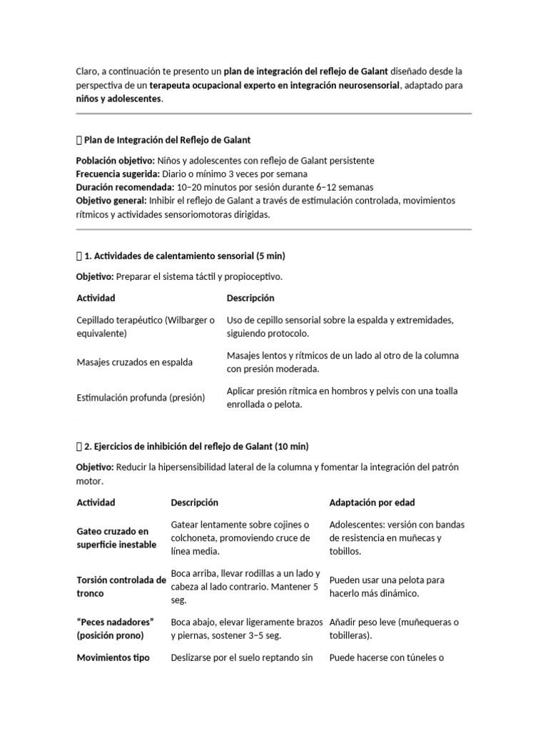 Plan Reflejo Galant | PDF