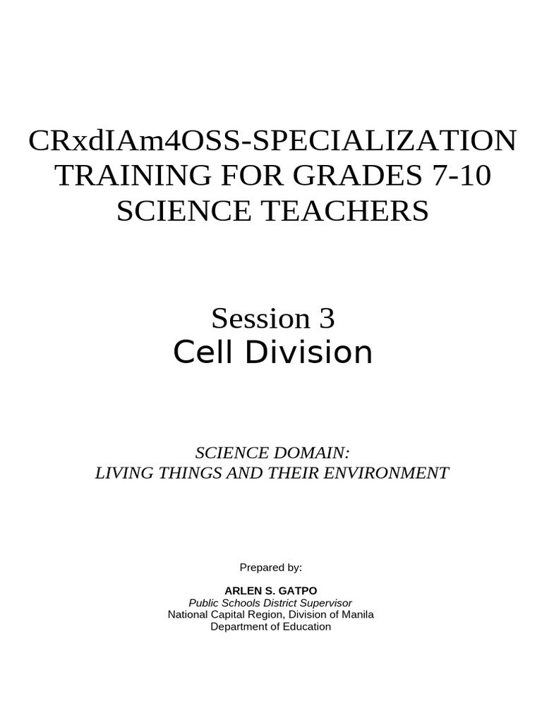 Cell Division Training for Science Teachers | PDF | Mitosis | Meiosis