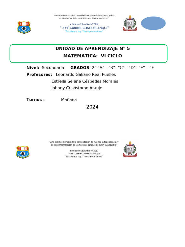Uda N°5 Matemática Segundo 2024 | PDF | Geometría | Número racional