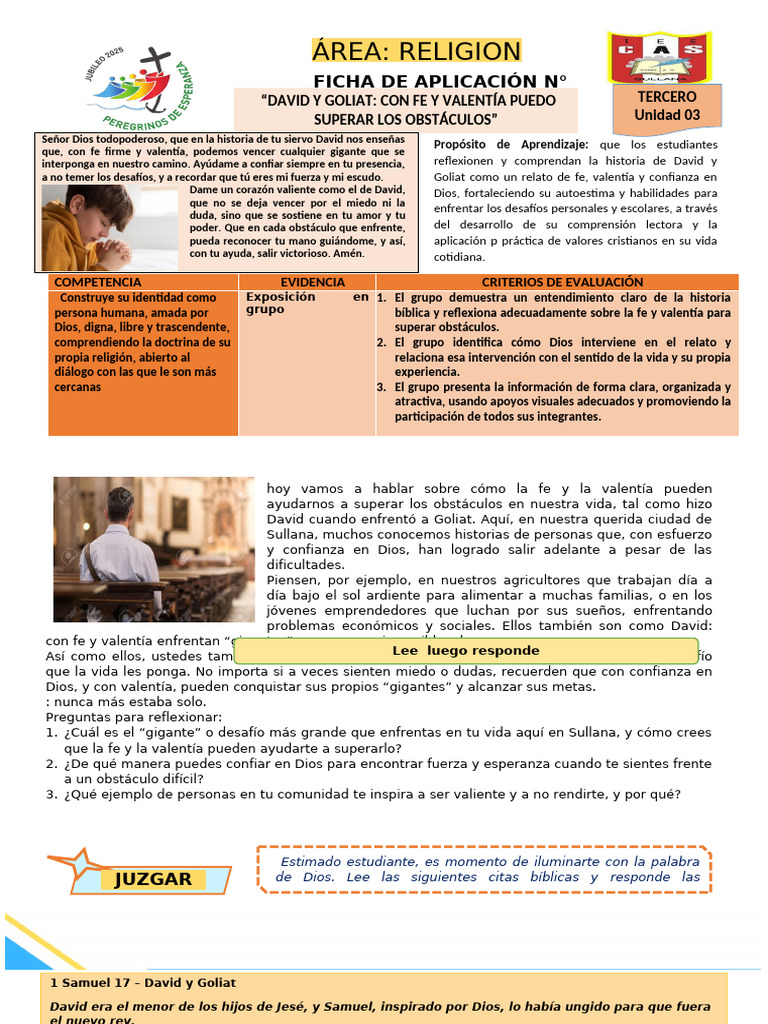 3ro° Ficha 13-Tercero | PDF | David | Valor