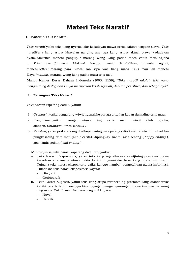 1materi & Penilaian Teks Naratif SMP Kelas 7 | PDF