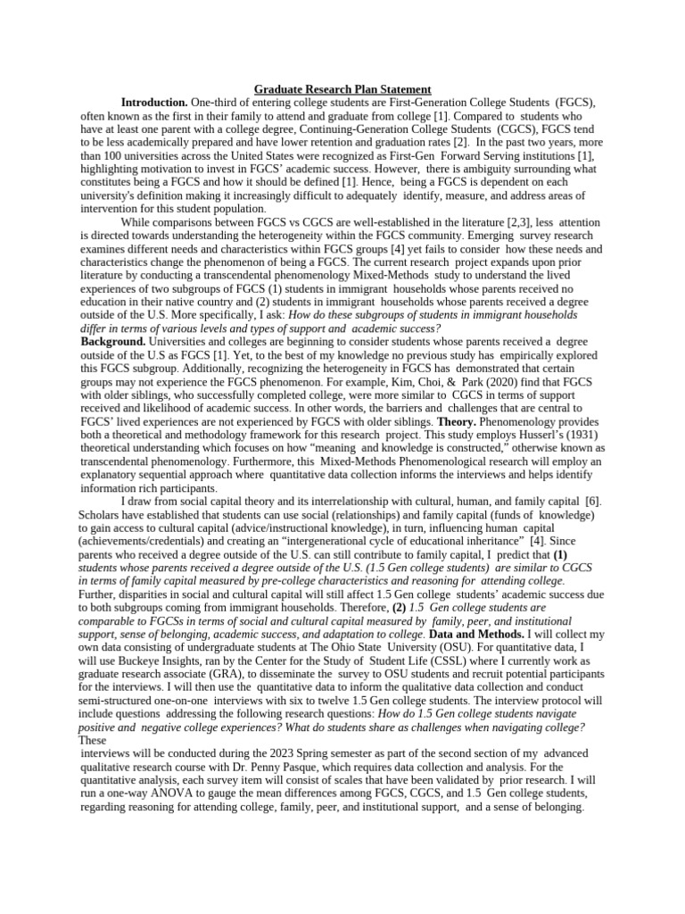 Graduate Research Plan Statement - Garcia - NSF - Final | PDF ...