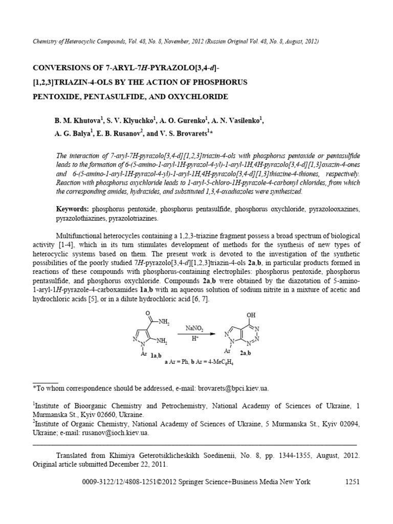 Chemistry of Heterocyclic Compounds, 48, 8, 2012 | PDF | Two ...
