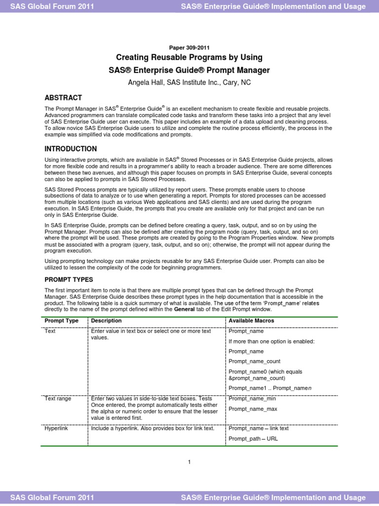 Creating Reusable Programs | PDF | Sas (Software) | Command Line Interface