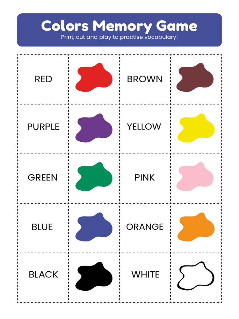 Printable Colors Memory Game | PDF