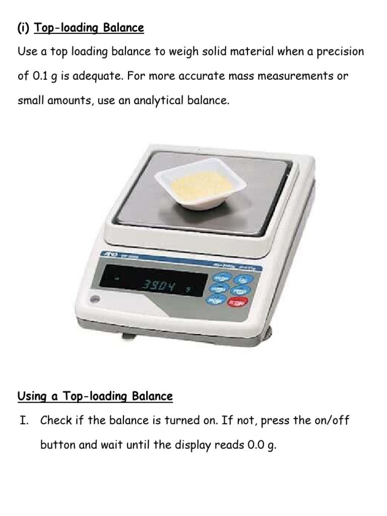 1 (I) Top-Loading Balance | PDF
