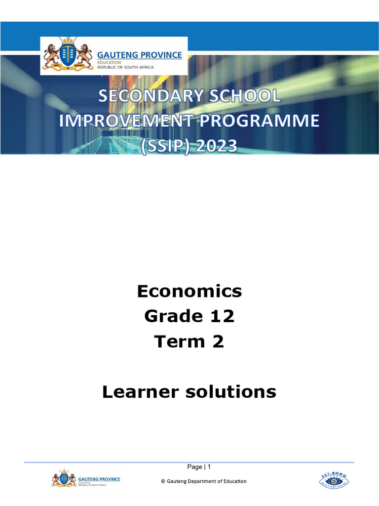 Grade 12 Economics Term 2 Solutions | PDF | Monopoly | Profit (Economics)