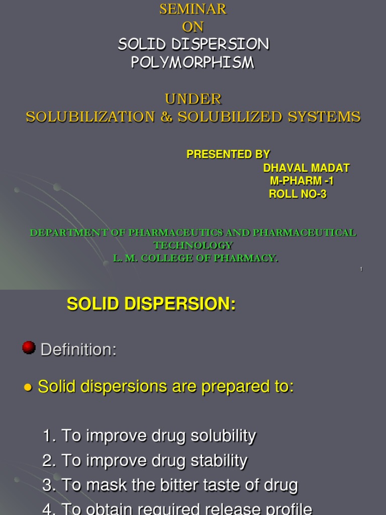 Solid Dispersion Polymorphism | PDF | Solid | Solubility