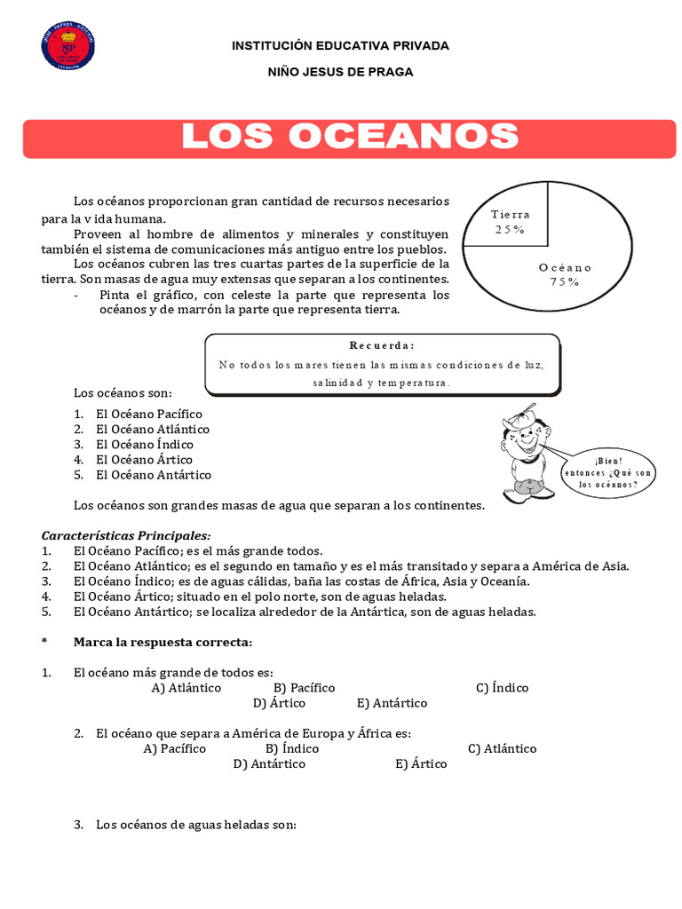 Recursos y Características de los Océanos | PDF | Océanos | océano ...
