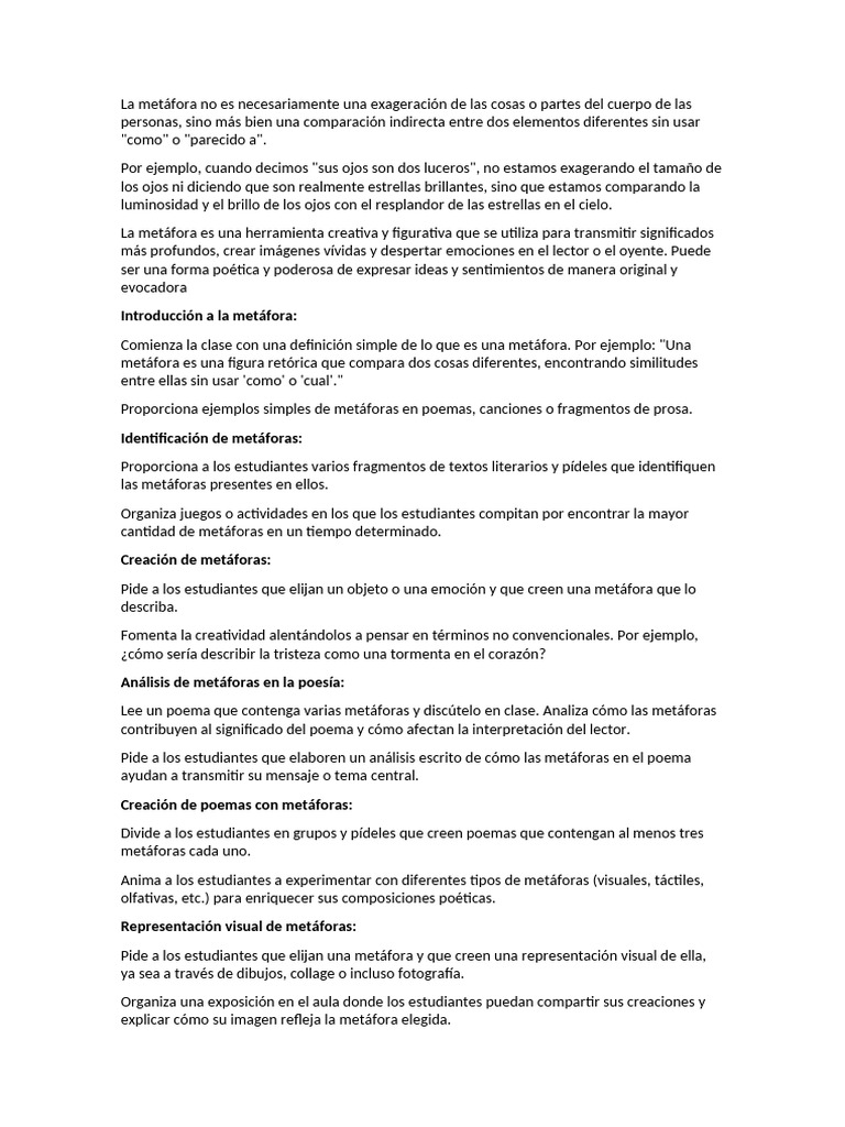Introducción y análisis de metáforas | PDF | Metáfora